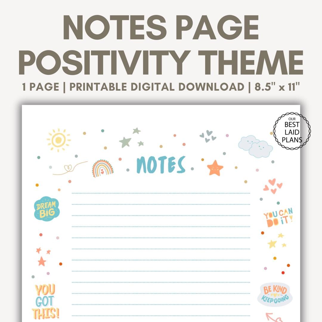 Positivity Notes Printable PDF Notes Page Digital Download Positivity ...