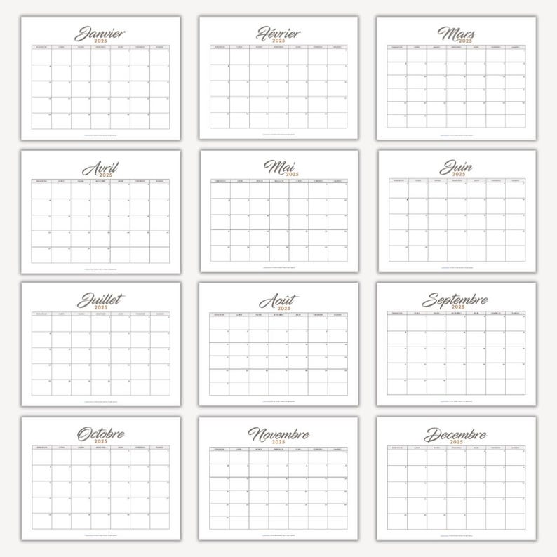 2025 Calendar in French Printable PDF French Calendar 2025 Monthly ...