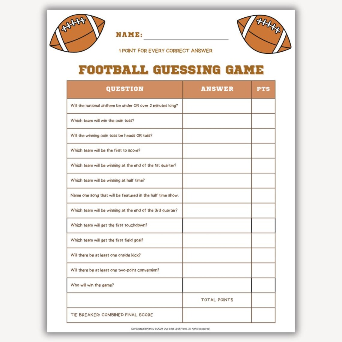 Football Guessing Game Printable PDF Football Party Games Football Fun ...