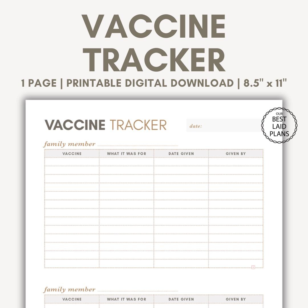 Vaccination Log Immunization Record Vaccination Tracker Vaccine Record ...
