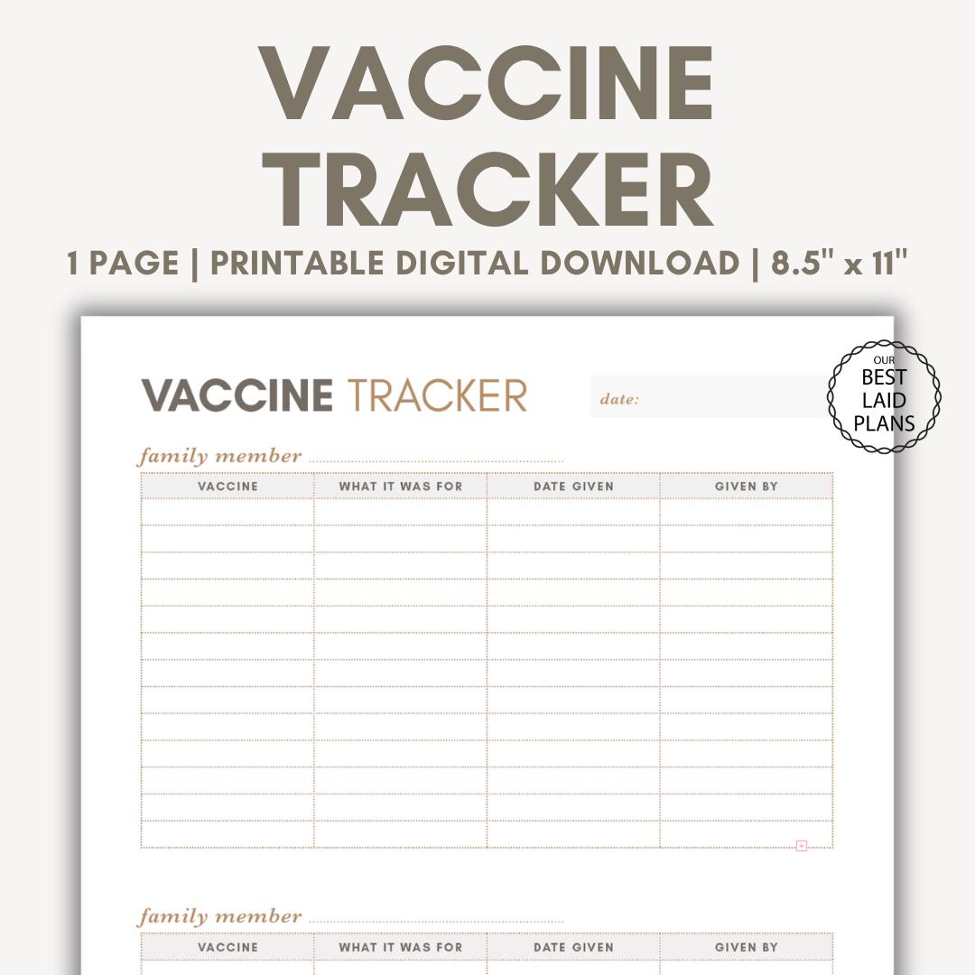 Vaccination Log Immunization Record Vaccination Tracker Vaccine Record ...