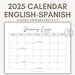 English Spanish Calendar for 2025 Printable PDF With Holidays Landscape ...