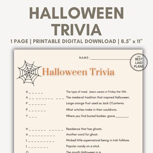 Halloween Trivia Questions With Answers Game Printable Fun Halloween ...