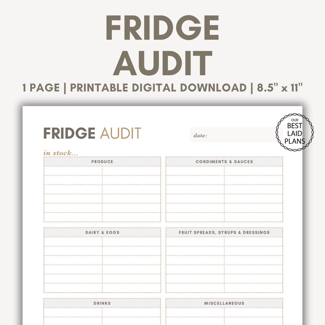 Fridge Restock Audit Printable Fridge Inventory Fridgescaping Kitchen ...