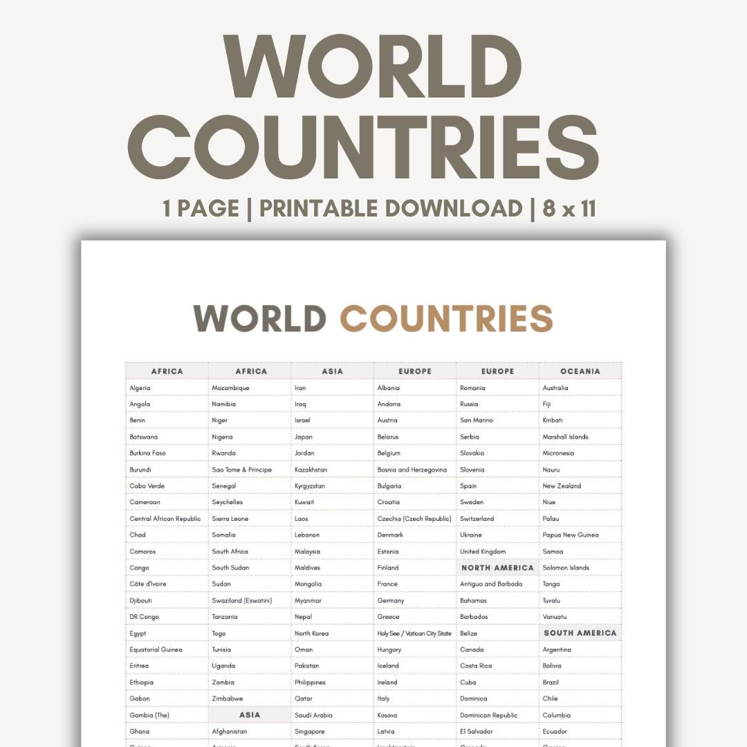 List of Countries of the World Countries List World Countries List ...