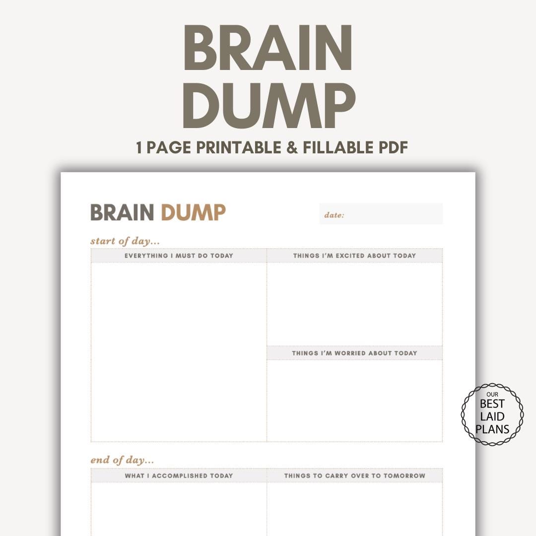Brain Dump Printable PDF, Mind Dump Digital Download, Braindumping ...