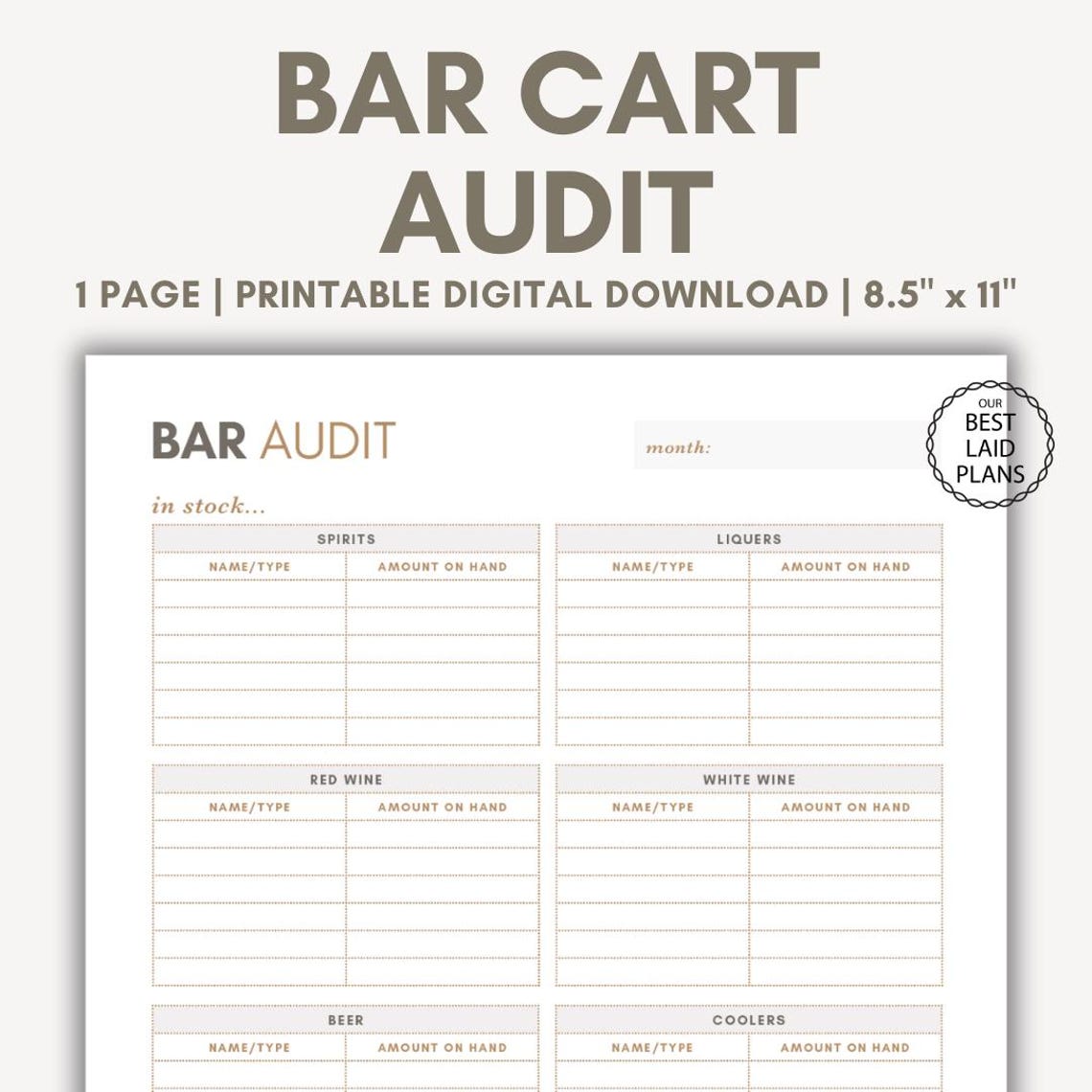 Home Bar Essentials Printable PDF, Home Bar Essentials Checklist, Home ...