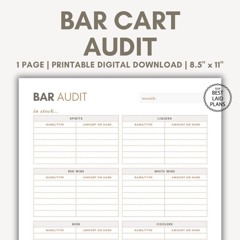 Bar Inventory Template - Etsy