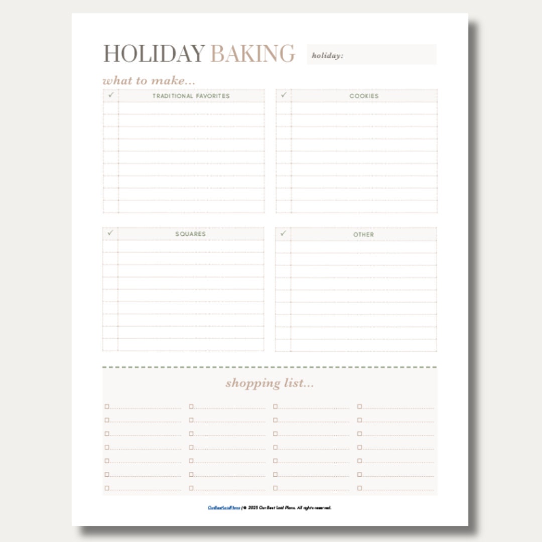 Holiday Baking Planner Printable, Holiday Baking Tracker Planner PDF ...
