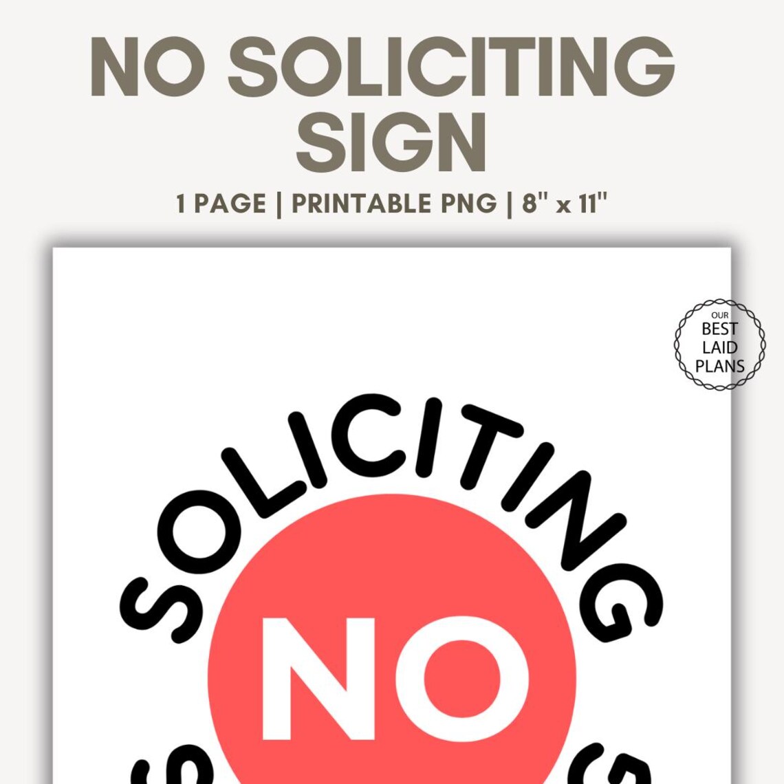 No Soliciting Sign Printable, No Soliciting Sign Print, No Soliciting ...