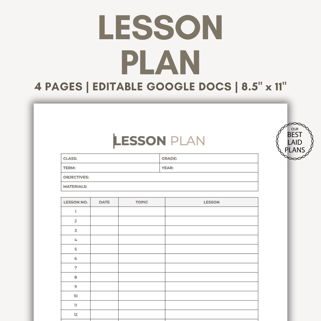 Lesson Plan Template Google Docs Lesson Planner Template Lesson Plans ...