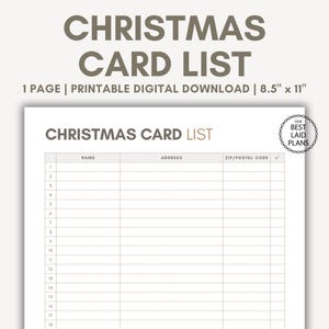 Christmas Card List Printable PDF, Christmas Planner, Christmas Card ...