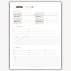 Hiking Planner Printable PDF Digital Hiking Plan Trail Planner Hiking ...