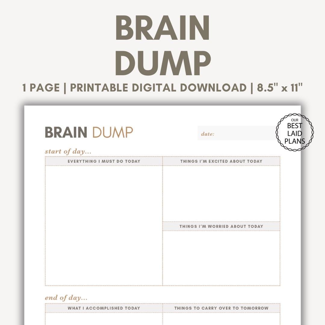 Brain Dump Printable PDF, Mind Dump Digital Download, Braindumping ...