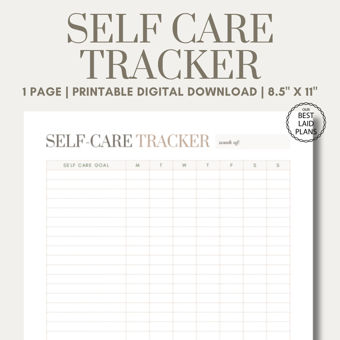 Self Care Tracker Weekly Printable PDF, Self Care Planner Digital ...