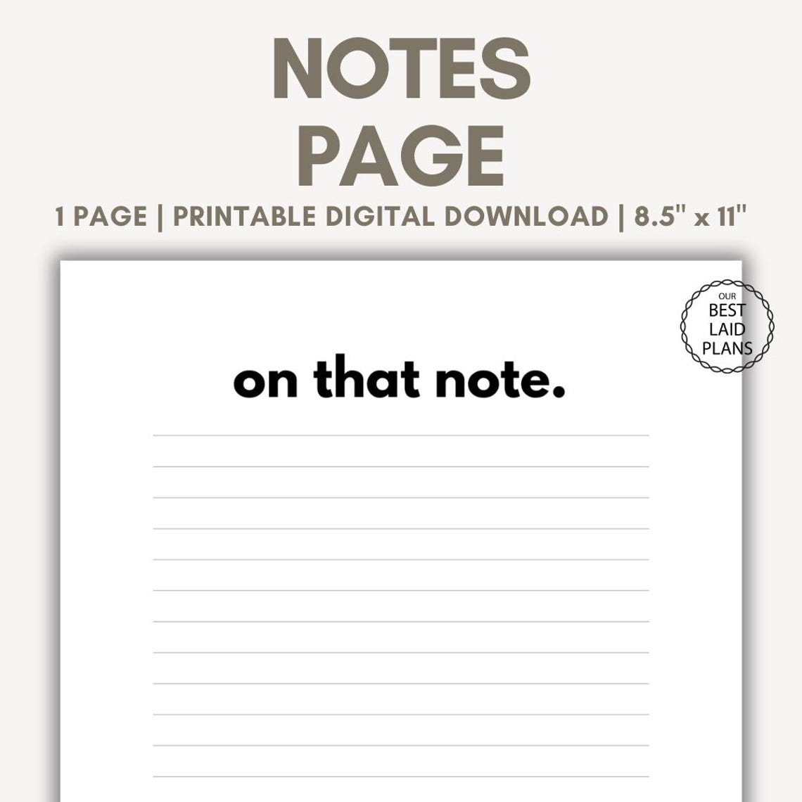 Notes Page Printable Notepad Printable PDF Notes Printable Notepad ...