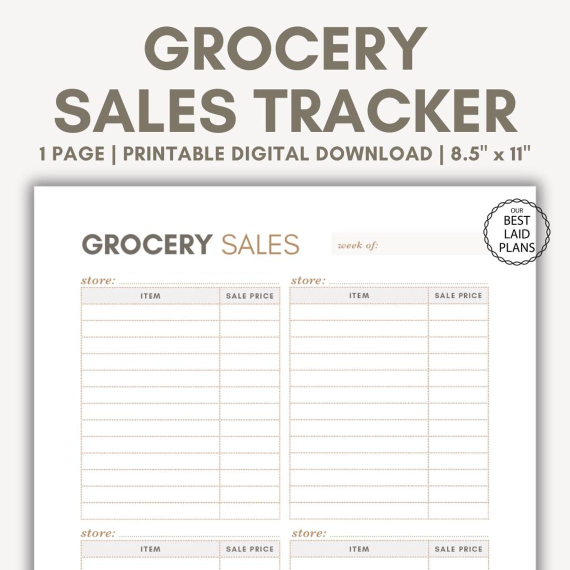 Grocery Tracker Grocery List Sales Tracker Printable PDF Grocery Price ...