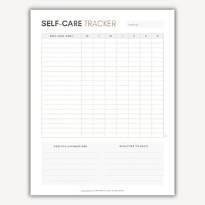 Self Care Planner Tracker, Self Care Planner Weekly, Self Care Planner ...