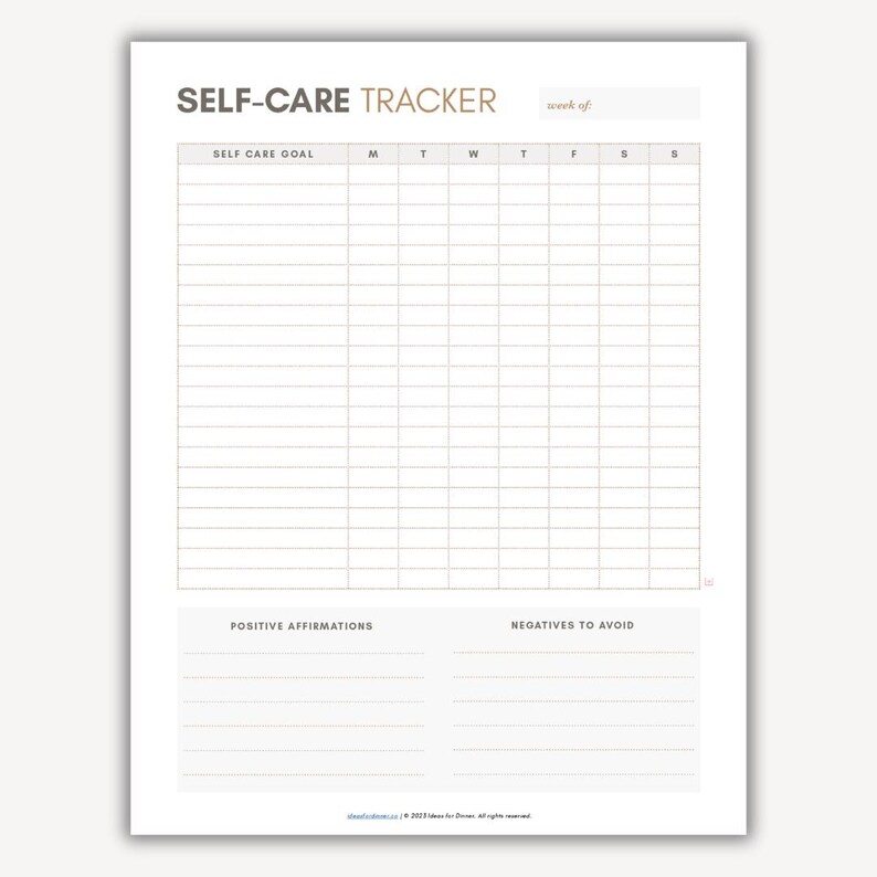 Self Care Tracker Weekly Printable PDF Self Care Planner Digital ...