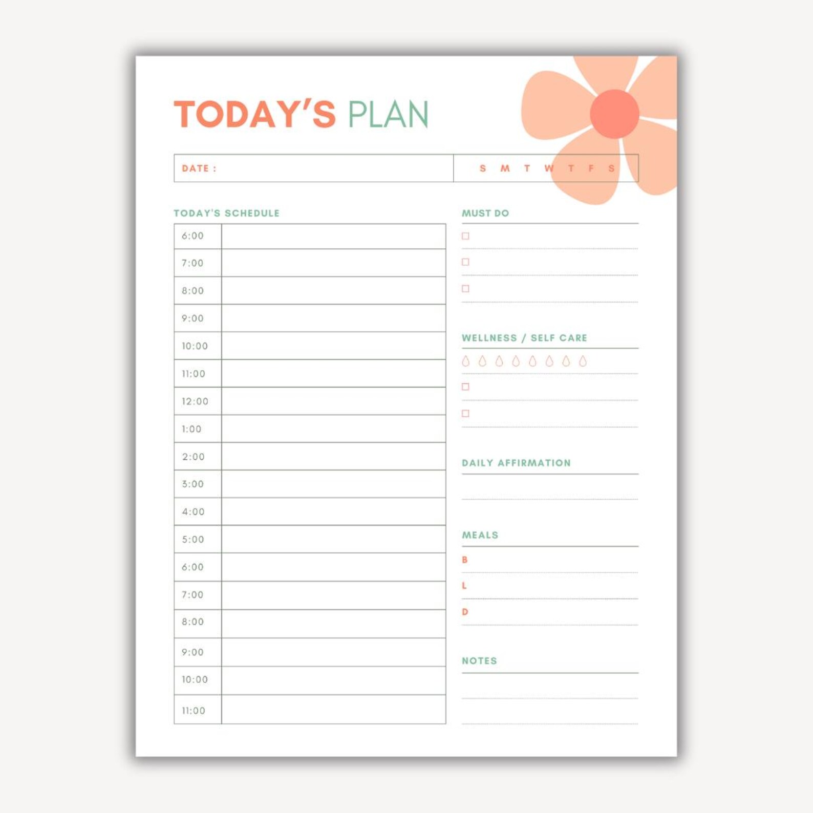 Cute 2025 Day Planner Printable PDF Day Plan Digital Download With ...