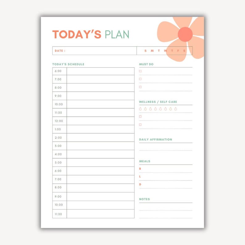 Cute 2025 Day Planner Printable PDF Day Plan Digital Download With ...
