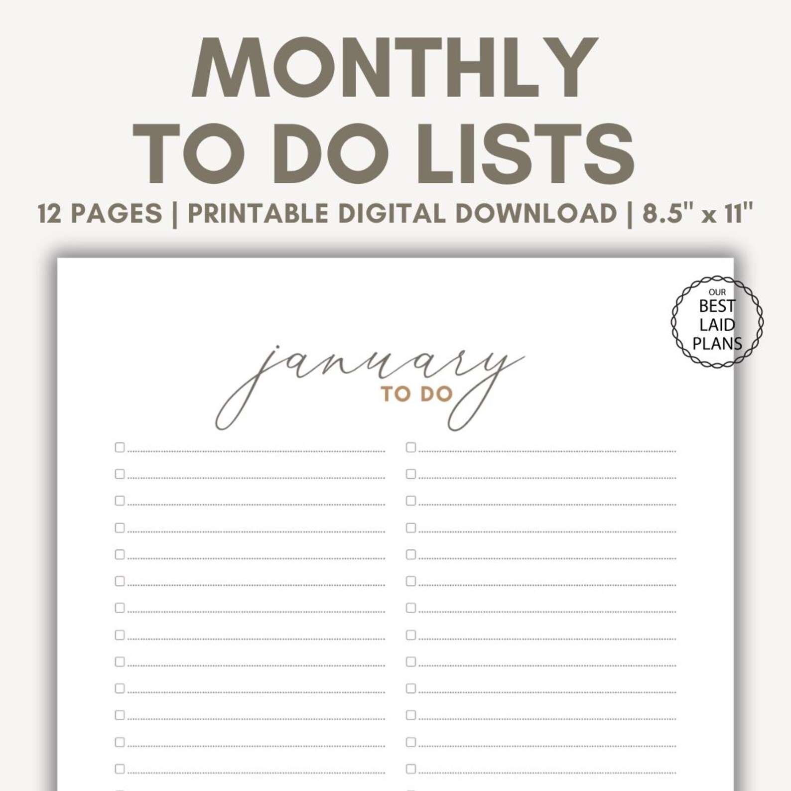 Monthly to Do List Printable Template Digital Planner to Do List ...
