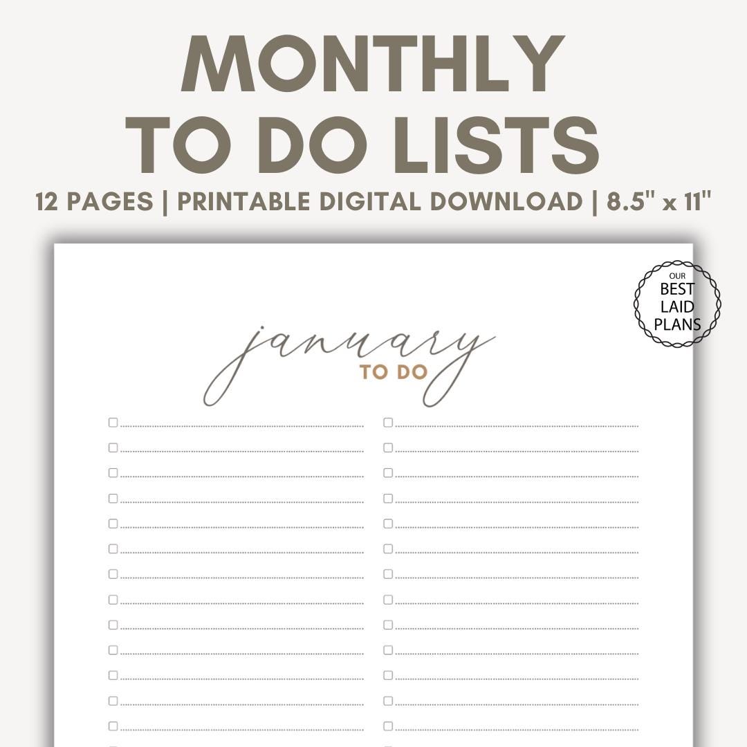 Monthly to Do List Printable Template Digital Planner to Do List ...