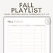 Fall Playlist Planner Printable Template PDF, Autumn Playlist, Song ...