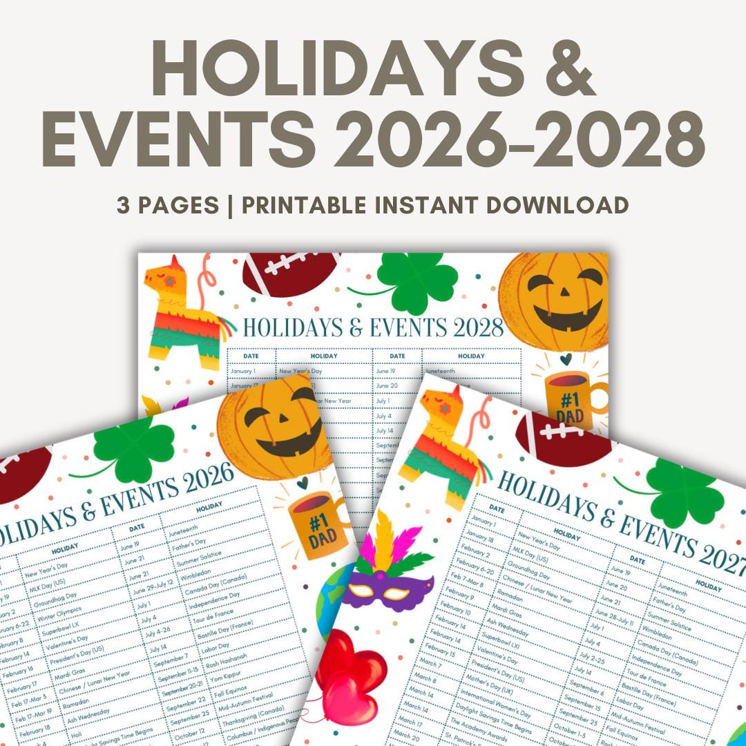 List of Holidays 2026 Printable PDF, 2026 Holidays List in Order With ...
