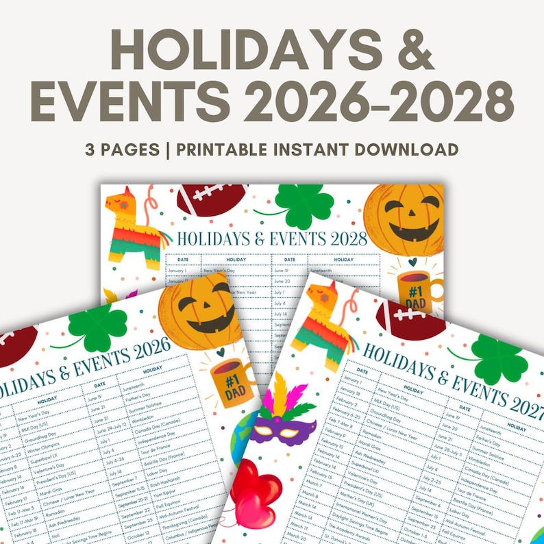 List of Holidays 2026 Printable PNG, 2026 Events and Holidays List in ...
