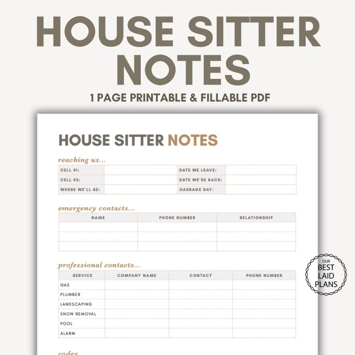 Housesitting Checklist Instructions, Housesitting Checklist Printable ...