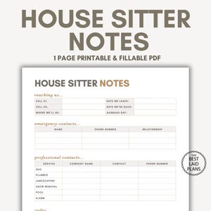 Housesitting Checklist Instructions, Housesitting Checklist Printable ...