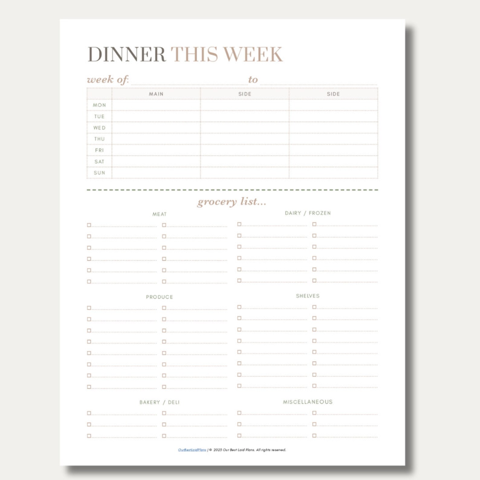 Weekly Meal Planner Template Printable PDF, Meal Planner Template to ...