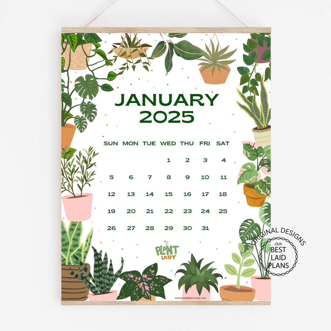 January 2025 Calendar Printable PDF Monthly January 2025 Calendar Plant ...