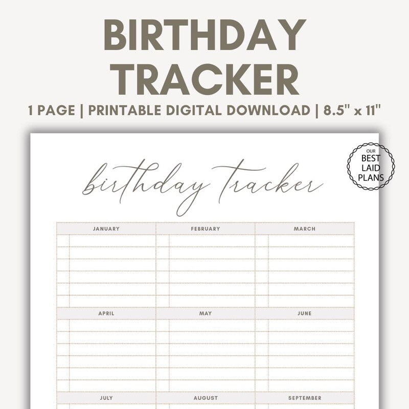Family Birthday Tracker - Etsy