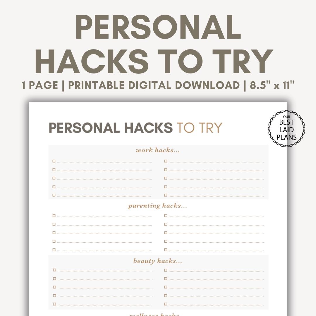 Personal Life Hacks to Do List Tracker Planner Printable PDF, Personal ...