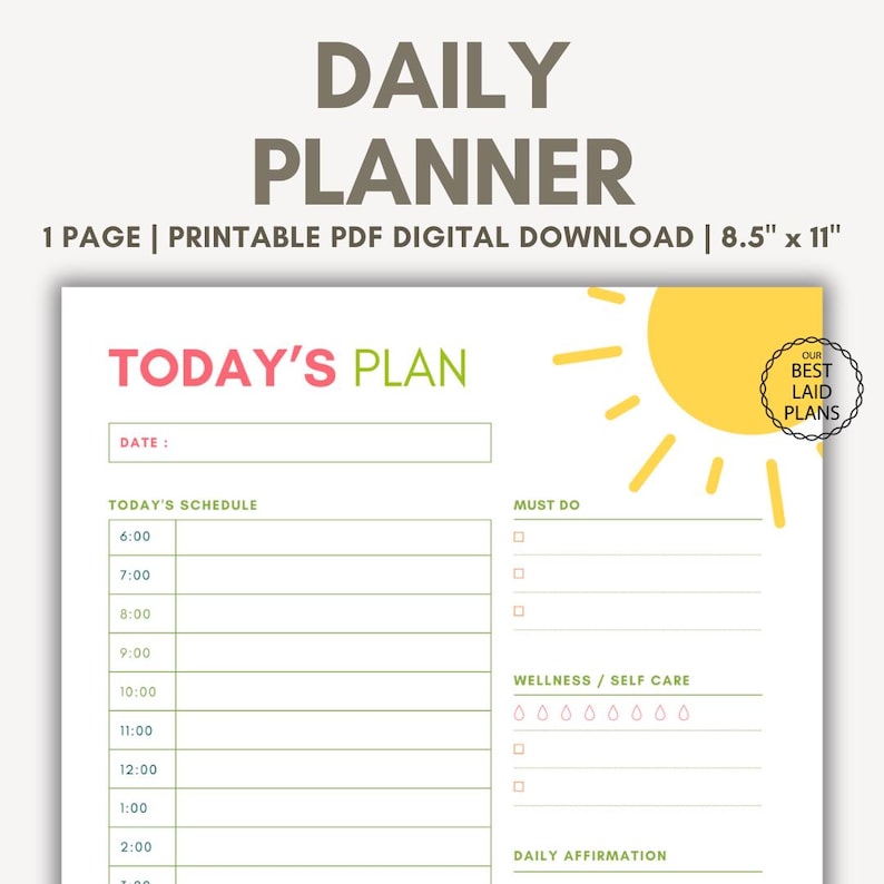 Daily to Do List Planner Printable PDF Cute Day Planner Digital 2025 ...