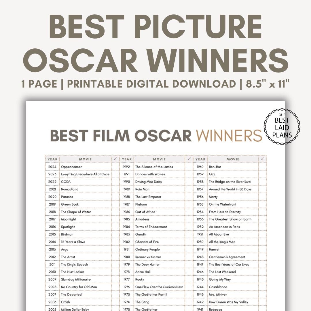 List of Best Picture Winners Oscar Best Picture Winners Academy Award ...