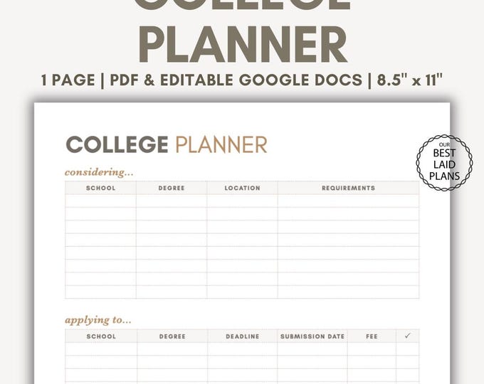 College Application Planner 15 Page Printable - Etsy Denmark