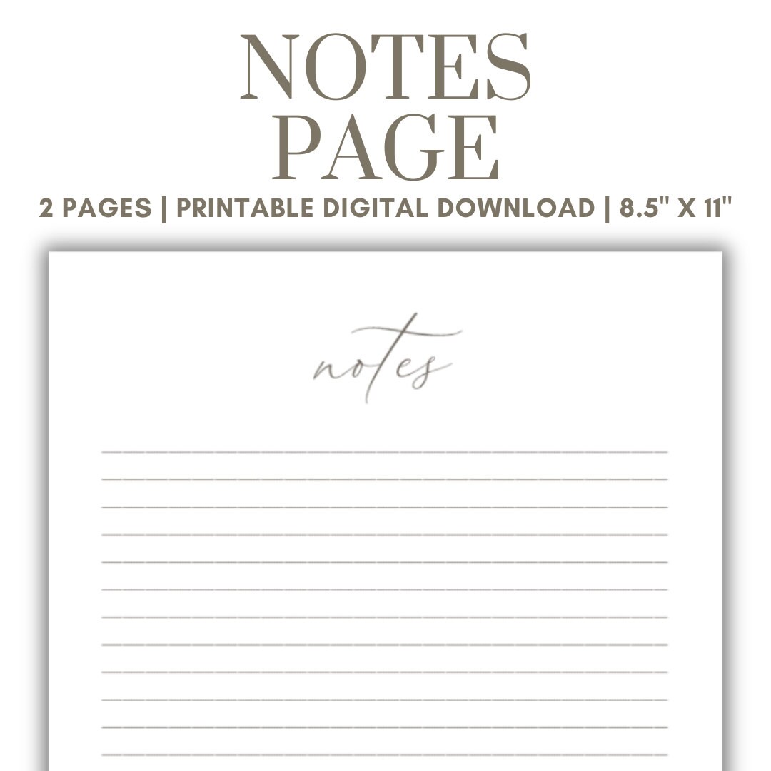 Notes Page Printable US Letter Note Page Printable Template Note Page ...