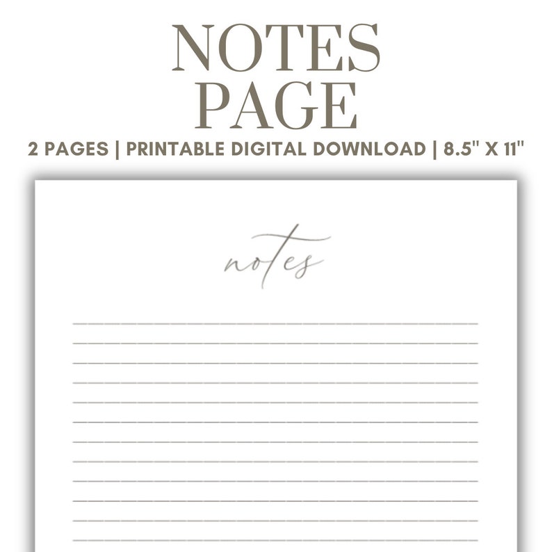 Notes Page Printable US Letter Note Page Printable Template Note Page ...