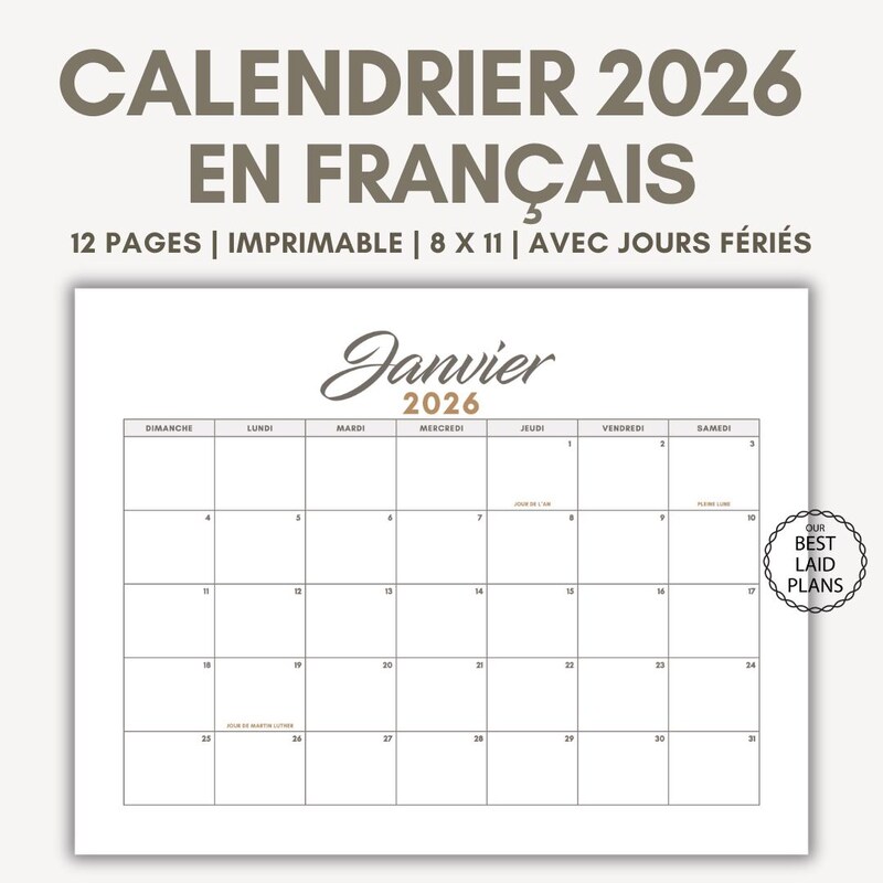 French Language 2026 Calendar - Etsy Canada
