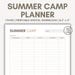 Summer Camp Planner Printable PDF, Summer Camp, Summer Planning Ideas ...