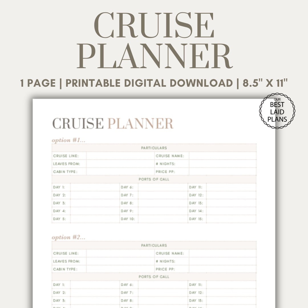 Cruise Planner Printable PDF Plan My Cruise Vacation Planner Cruise ...