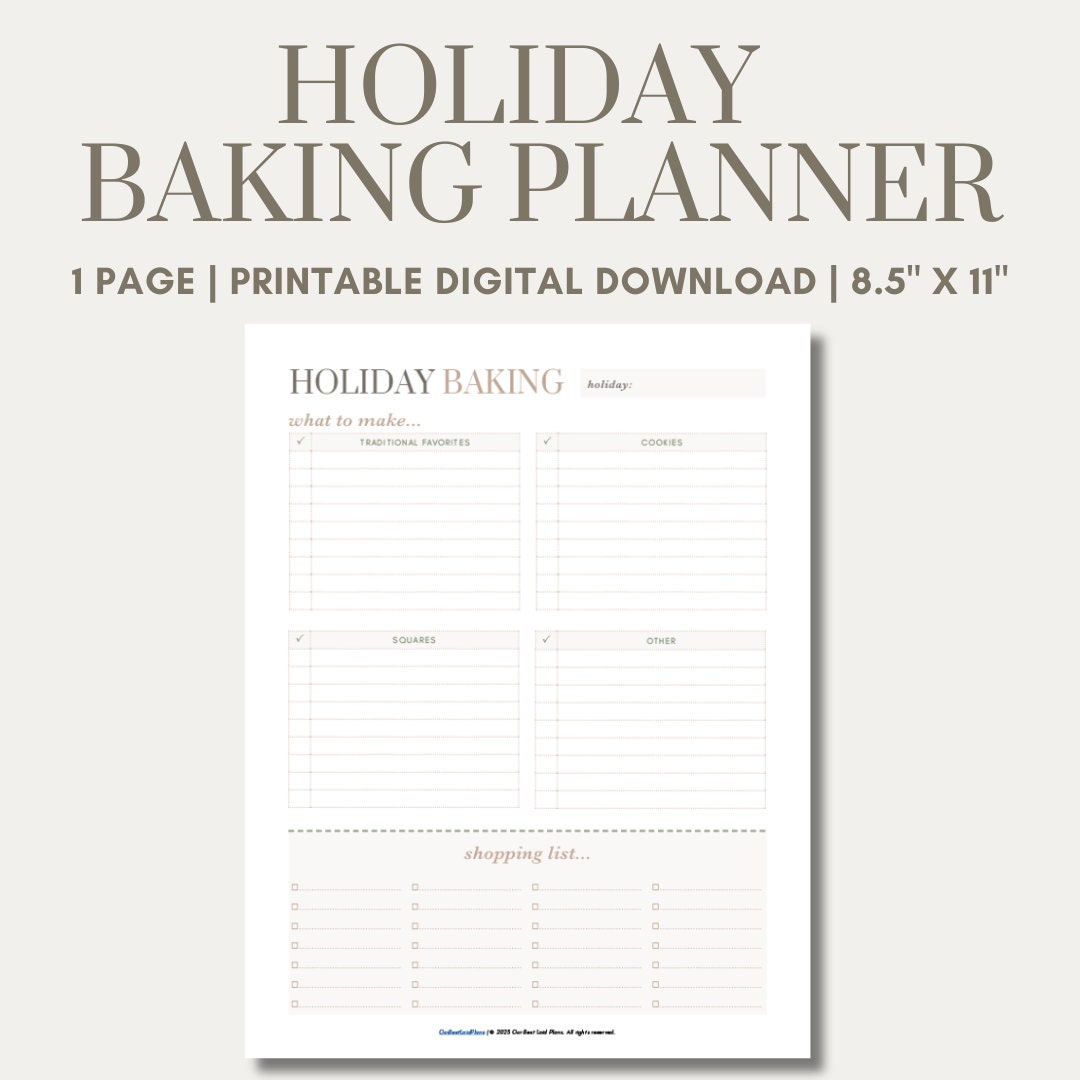 Holiday Baking Planner Printable Holiday Baking Tracker - Etsy