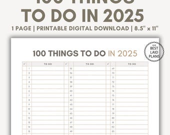 50 Things to Do in 2025, Bucket List 2025, Planner, Goals for 2025, New ...