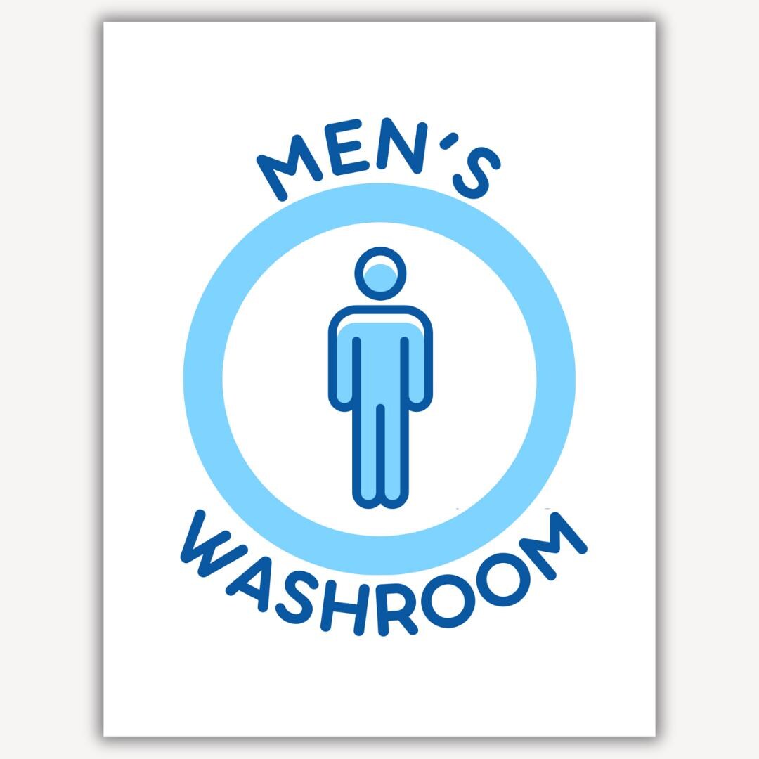 Mens Restroom Door Sign Printable Blue and White - Etsy Canada