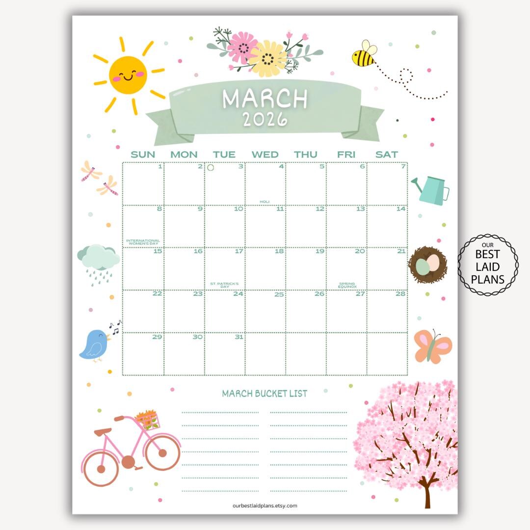 Buy March Calendar 2026 Printable, March 2026 Page With Important Dates ...