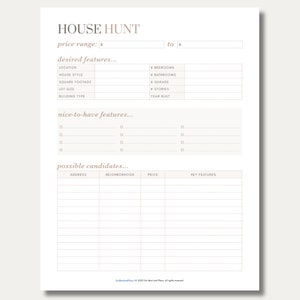 House Hunting Checklist Planner Printable PDF Editable Google Docs ...
