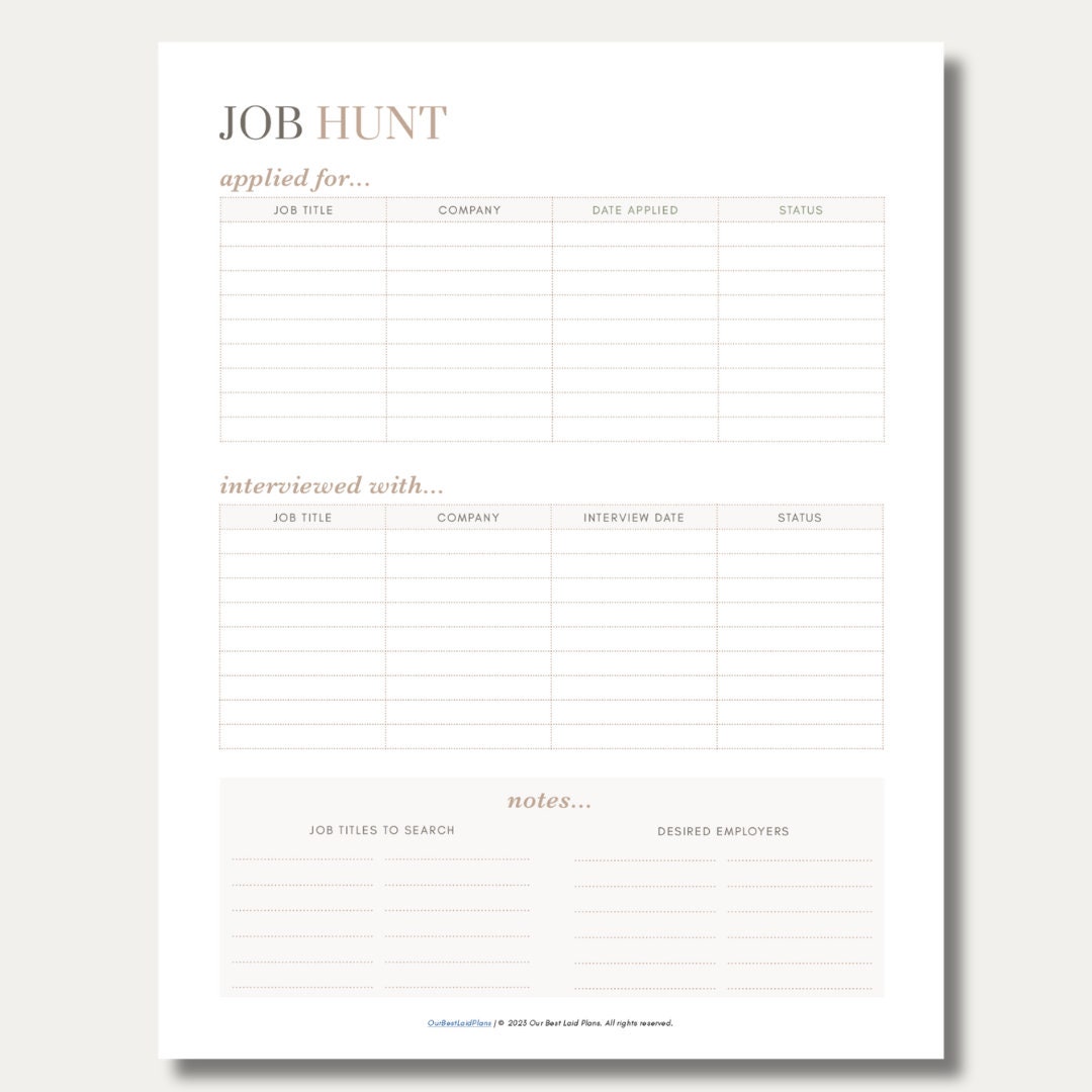 Job Search Tracker Planner Printable PDF, Job Application Tracker ...